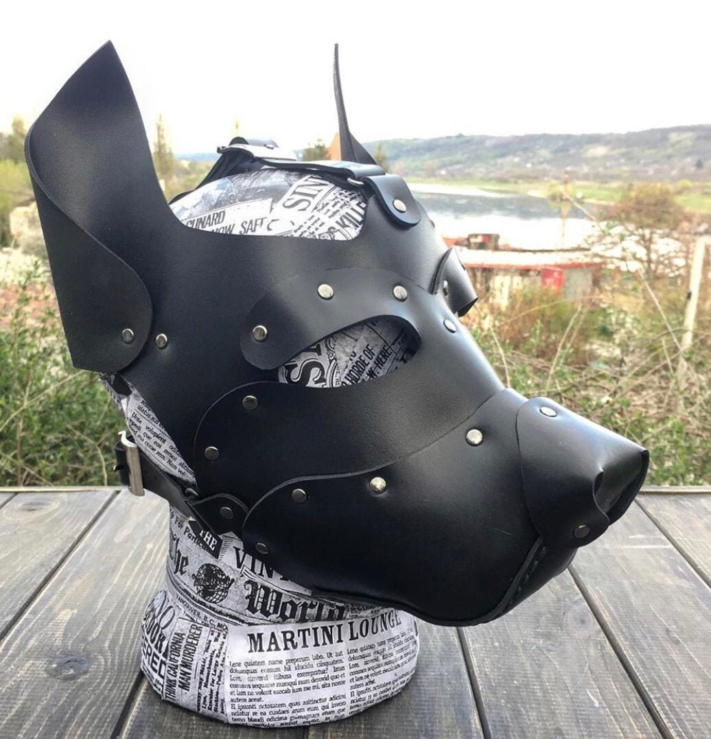 Puppy Play Hood Leather Puppy Mask Leather Dog Mask Sex - Etsy