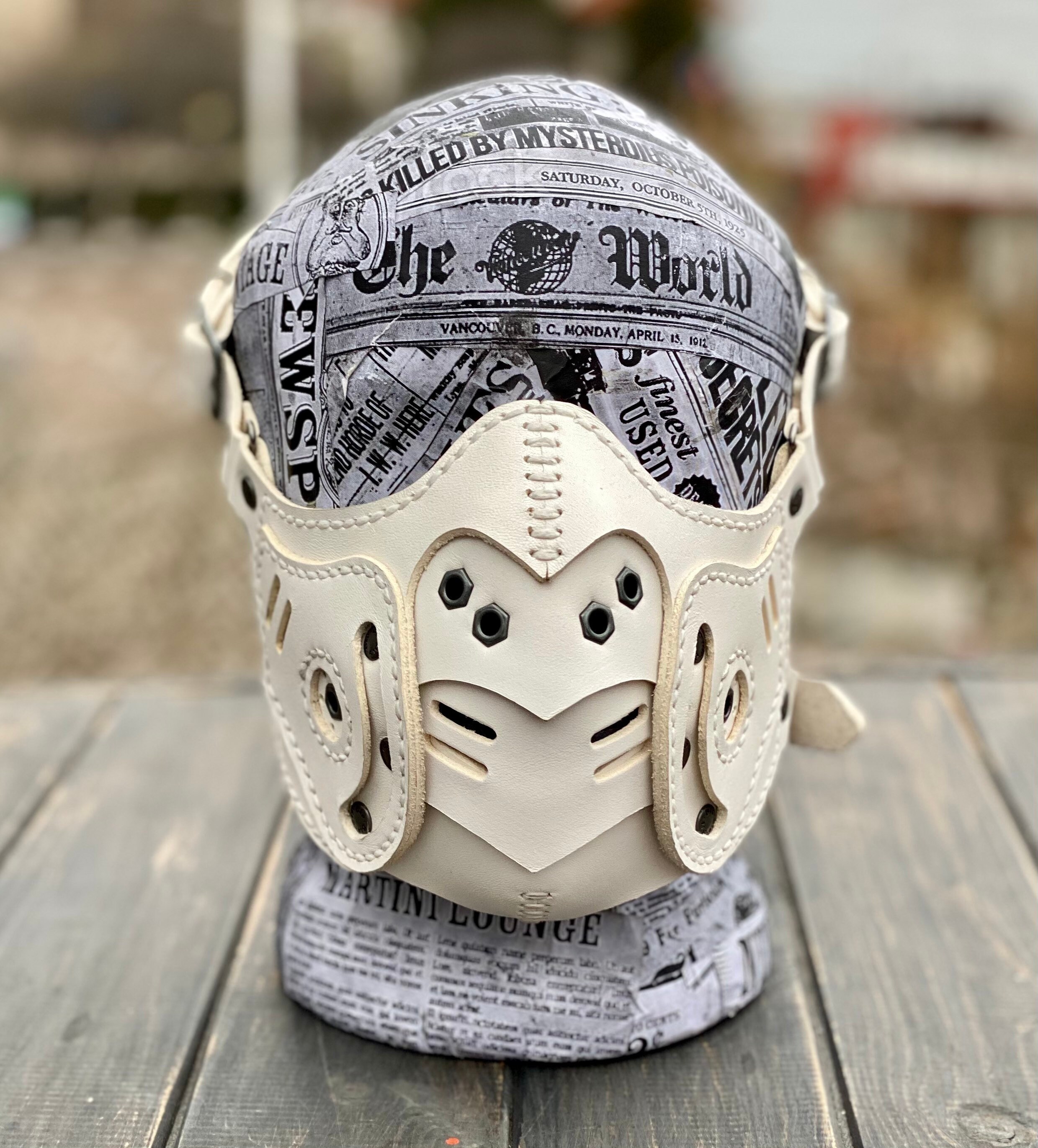 White Leather Mask Biker Mask Leather face Mask Scorpion | Etsy