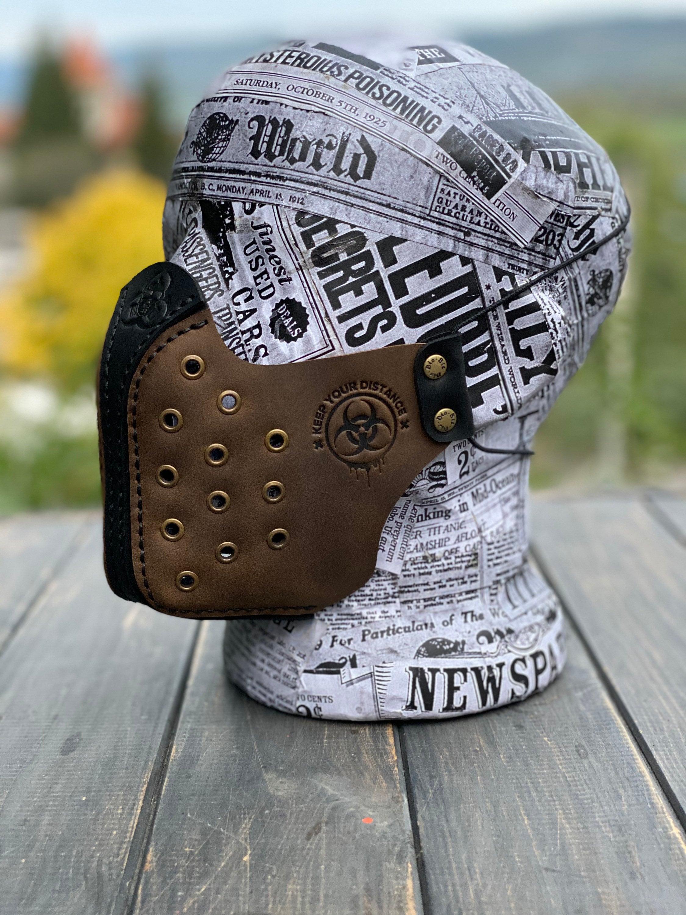 Leather Face Mask brown&black leather | Etsy