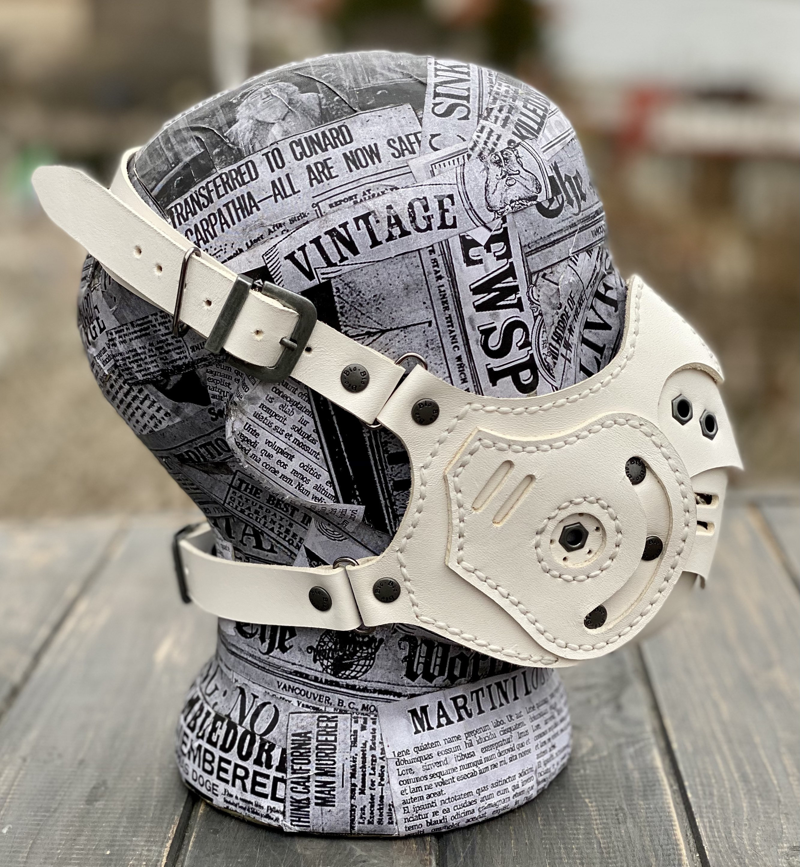 White Leather Mask Biker Mask Leather face Mask Scorpion | Etsy