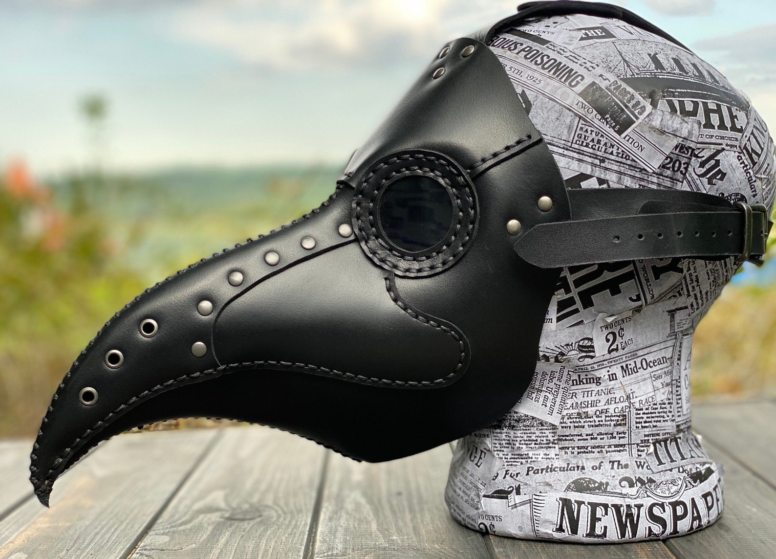 Plague Doctor Mask Black Leather Mask Plague Doctor Bird | Etsy