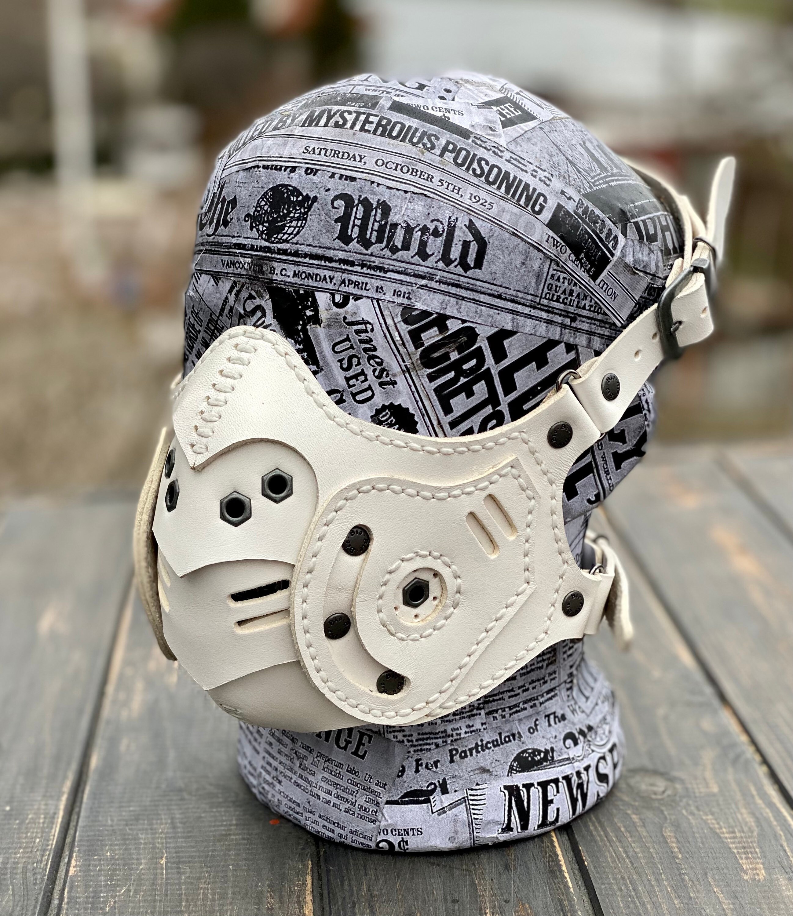 White Leather Mask Biker Mask Leather face Mask Scorpion | Etsy