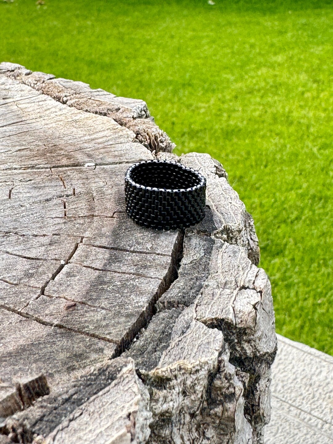 Miyuki Ring Beaded Ring Circle Black Opium - Etsy