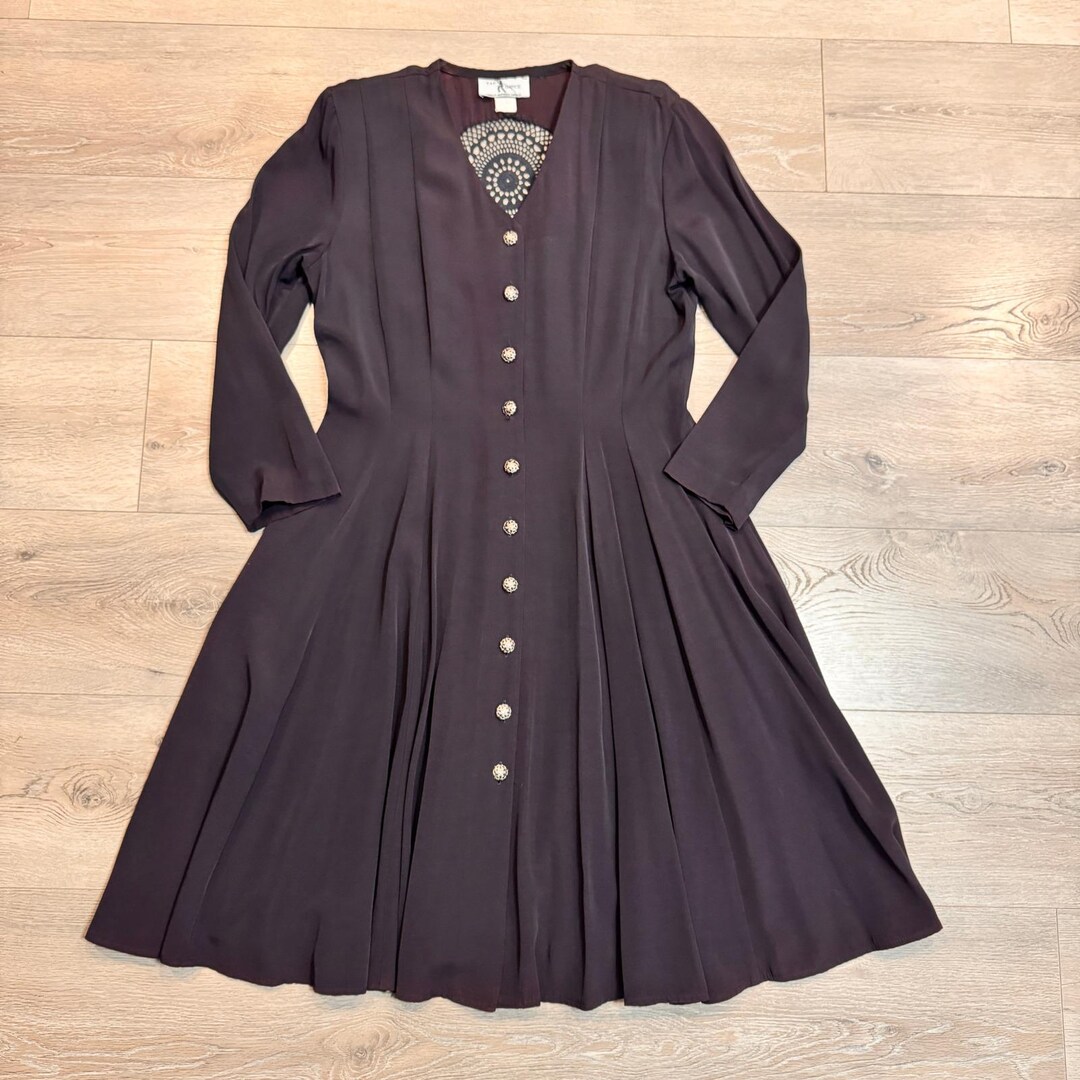 Vintage Tap Dance Greco Dress Fit Flare Embellished Buttons 12 Large ...