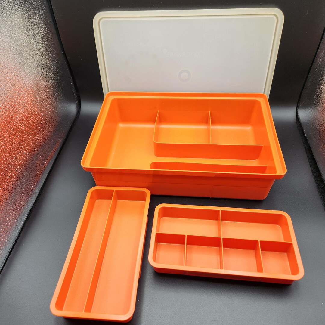 Orange Tuppercraft Storage Box With Two Pull Out Trays 13 X 18 - Etsy