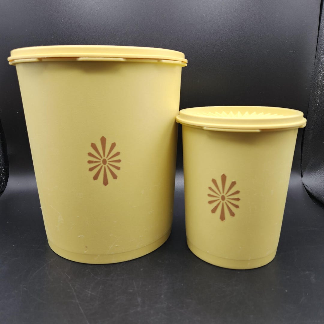 Two Atomic Starburst Tupperware Containers Gold - Etsy