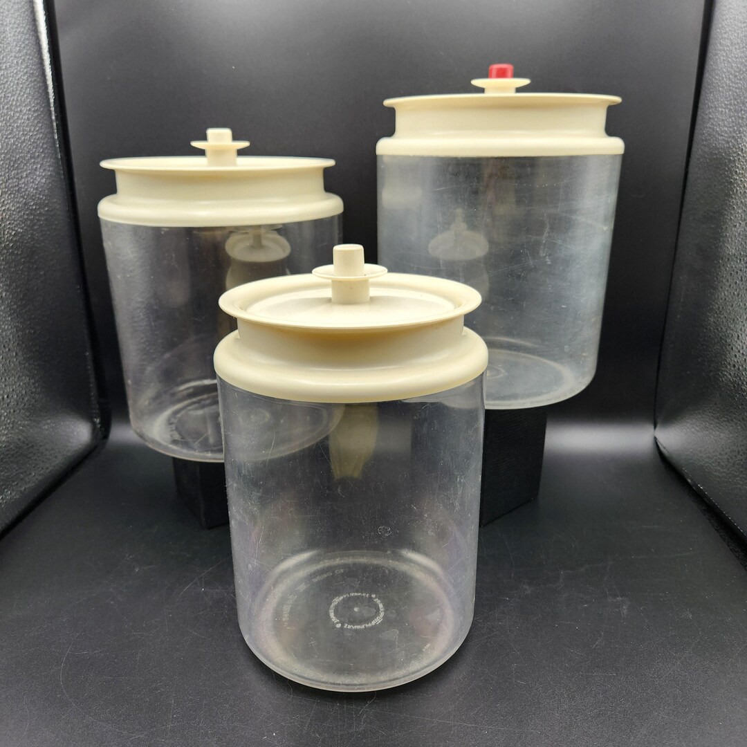 Choice Clear Acrylic Tupperware Storage Cannisters Beige Lids - Etsy