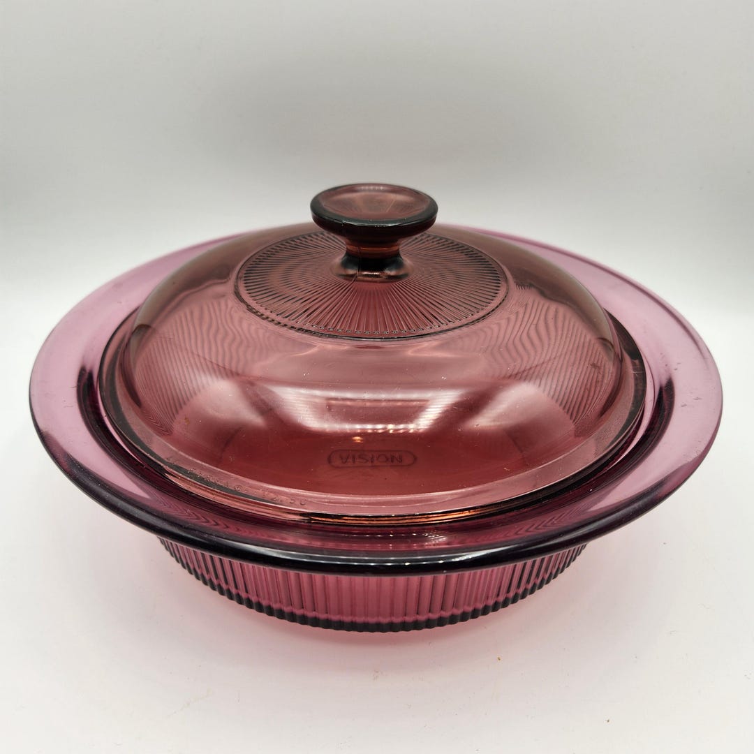 Pyrex Cranberry Visions Round Casserole With Lid 1.5 QT V 32 B - Etsy