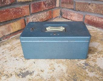 Vintage Midcentury Swanco Metal Lock Box With Key Gray Industrial ...