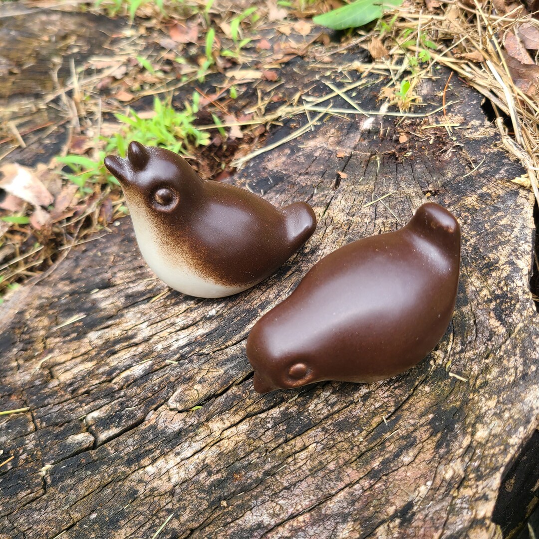 Pair Howard Pierce Ceramic MCM Birds Brown and White - Etsy