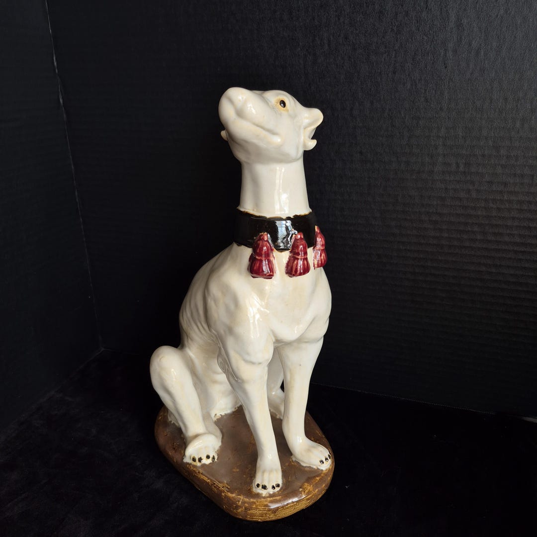 Vintage MCM 14" Whippet Italian Greyhound Ceramic Statues Hollywood ...