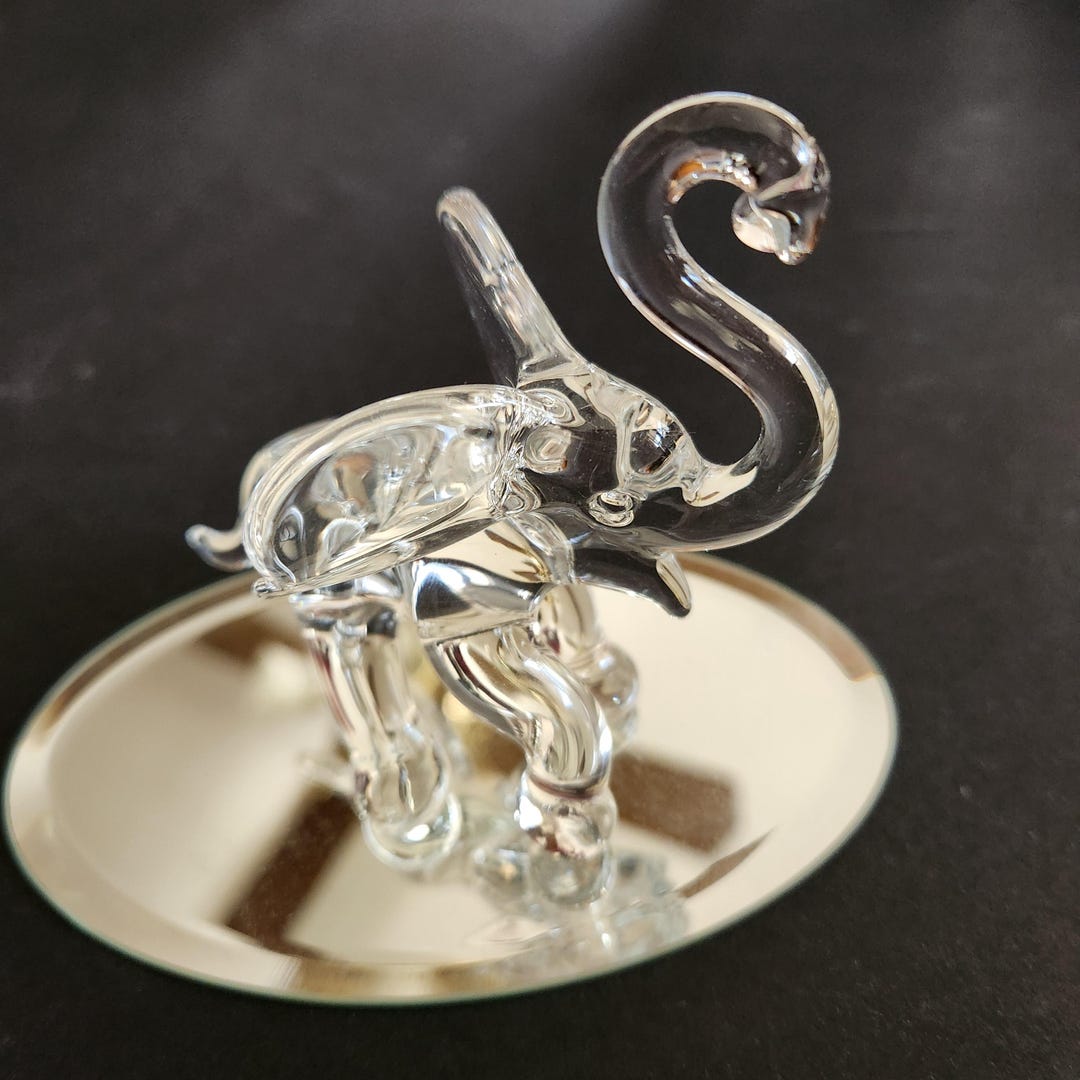 Glass Elephant on Mirrored Surface - Etsy