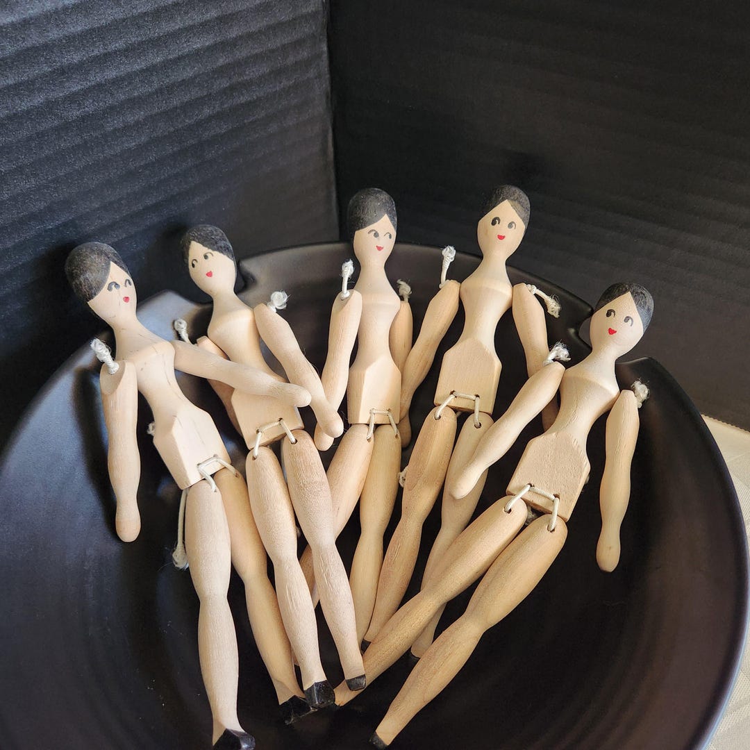 Vintage Wooden Peg String Doll - Etsy