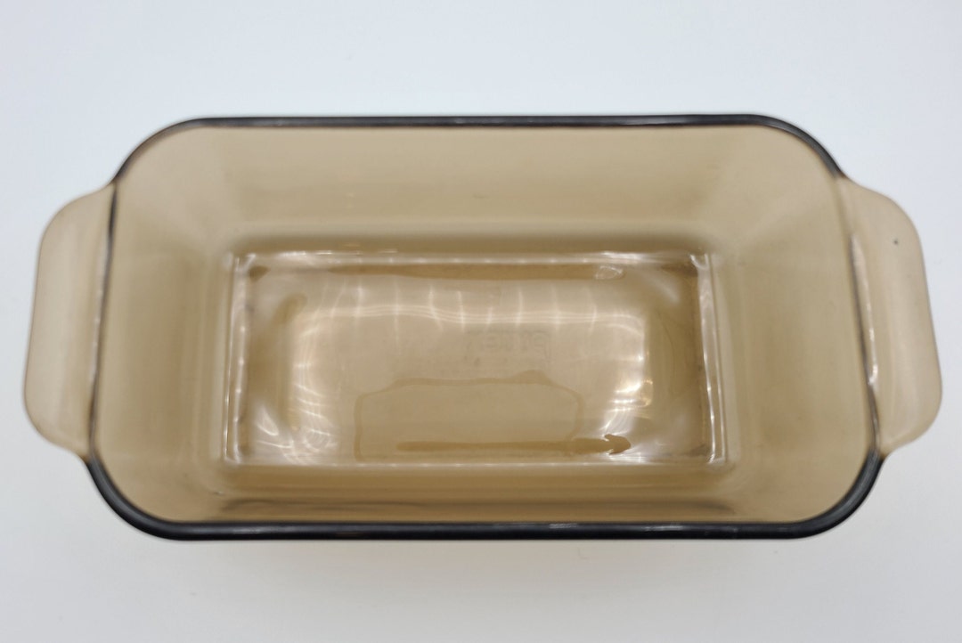 Pyrex Fireside Smoke Amber Brown Glass Baking Loaf Pan 213-R 8.5x4.5x2 ...