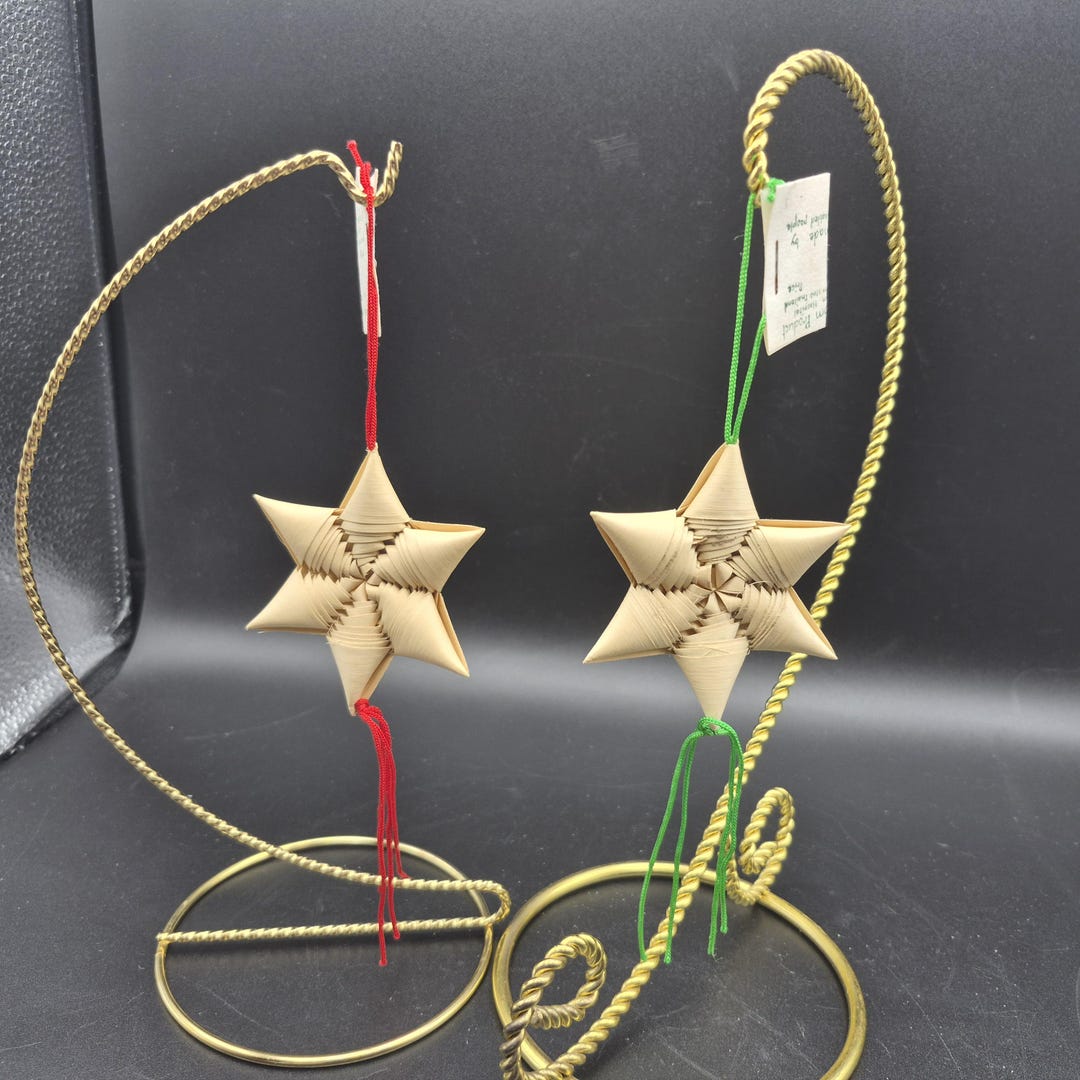 Woven Palm Leaf Star Ornament Pair Made in Thailand - Etsy