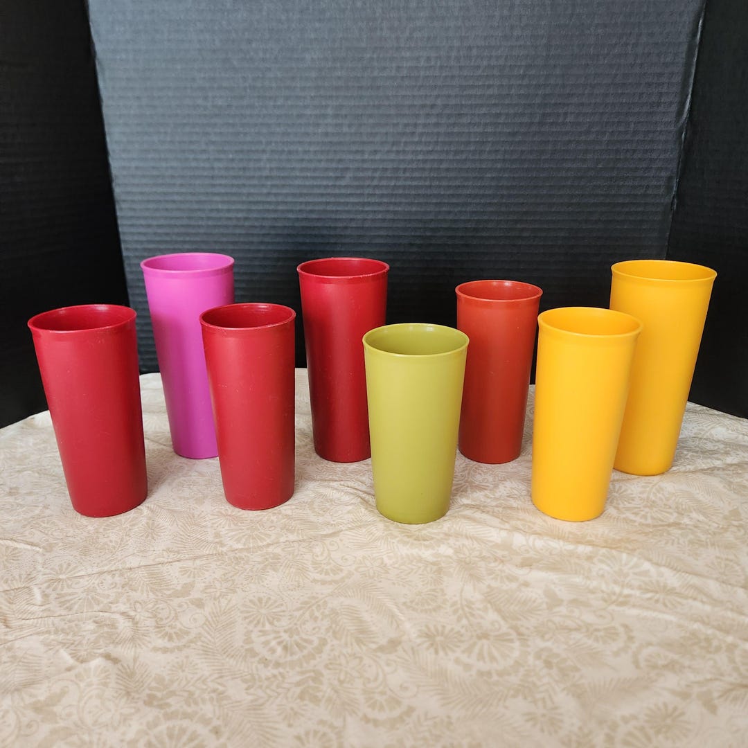 Lot of Opaque Tupperware Drinking Glasses Variety of Sizes and Colors ...