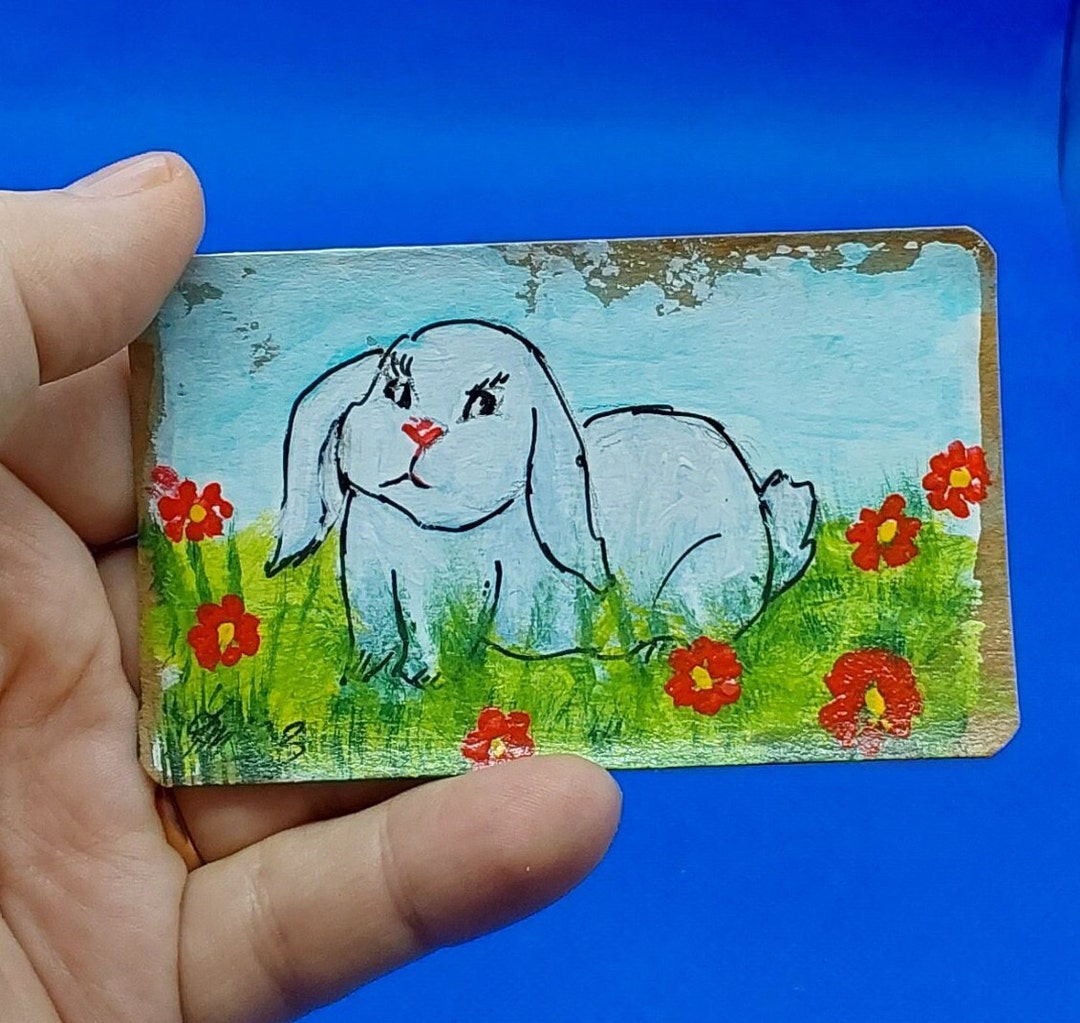 ACEO Funny Rabbit 3 Mini Painting Pet ACEO Funny Animals - Etsy UK