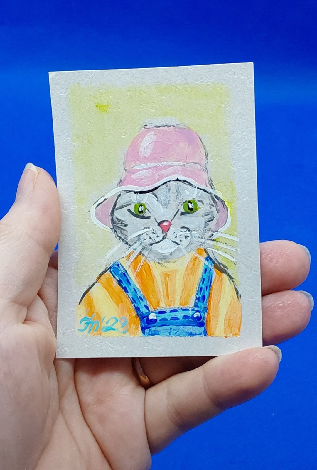 ACEO Funny Cat 2 ACEO Pets Original Mini Painting Funny Kitten ACEO ...