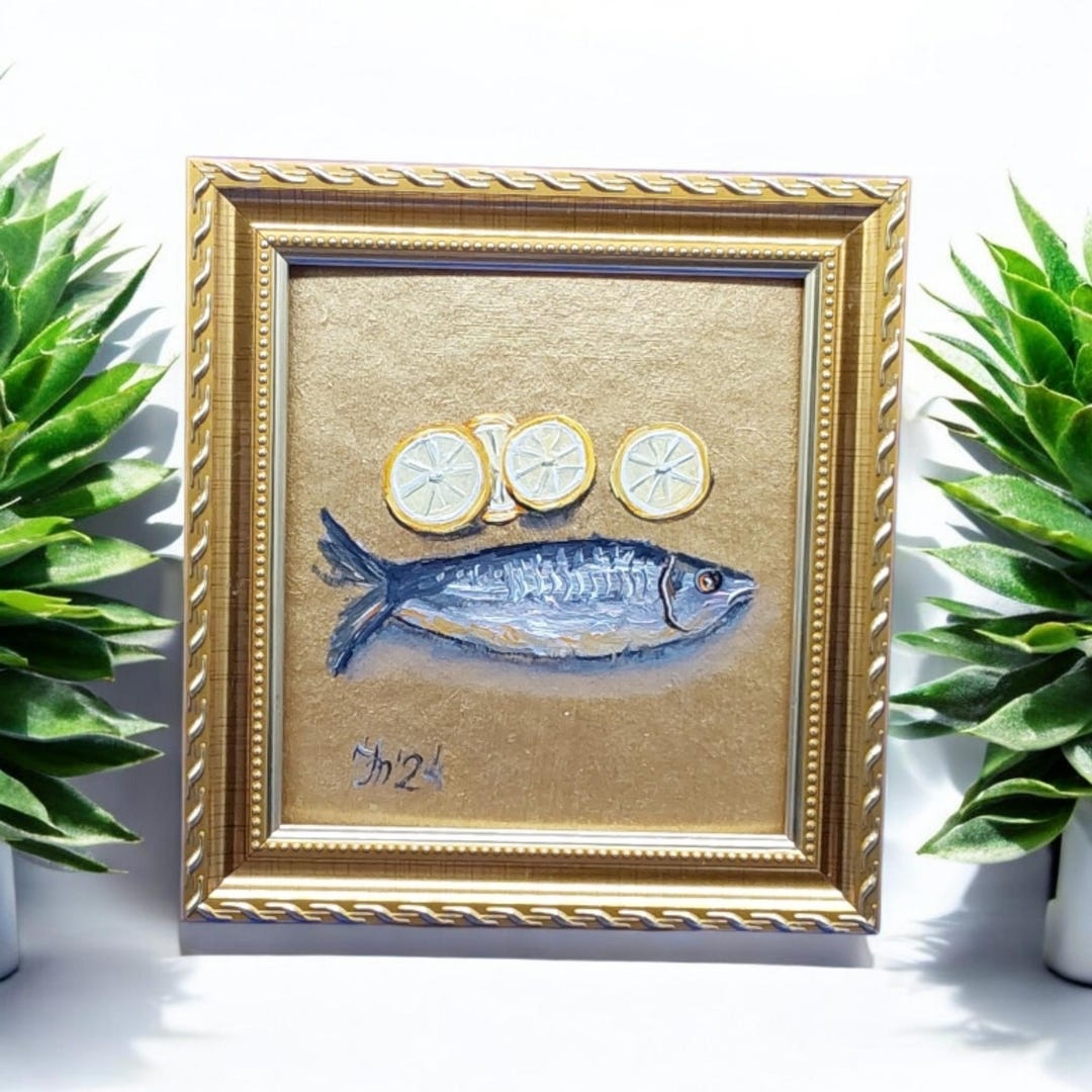 Sardines 2 Original Painting Fish Art Kitchen Decor Semi Abstract Wall ...