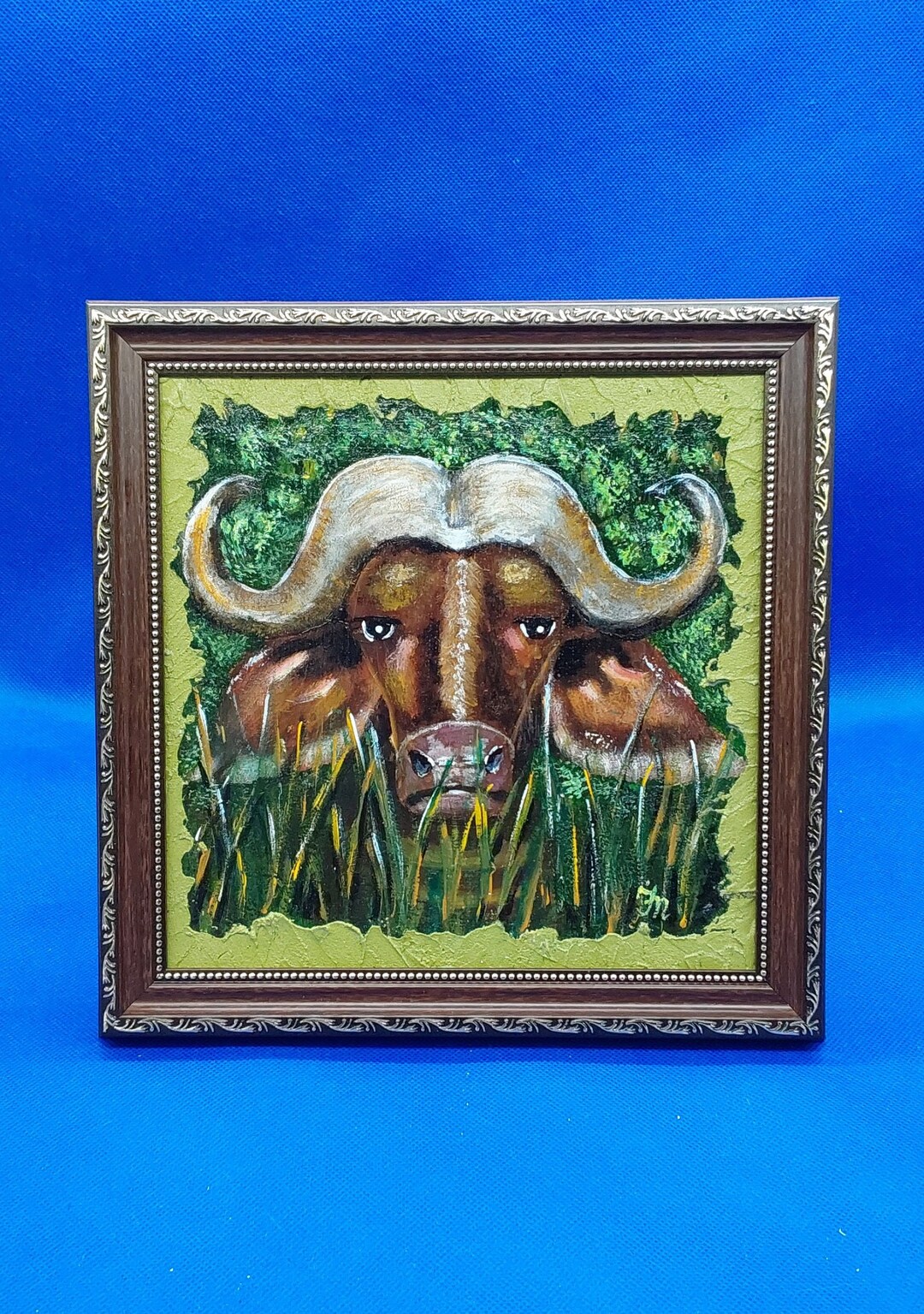 Buffalo Painting African Animals Portrait Cow Small Painting Picture ...