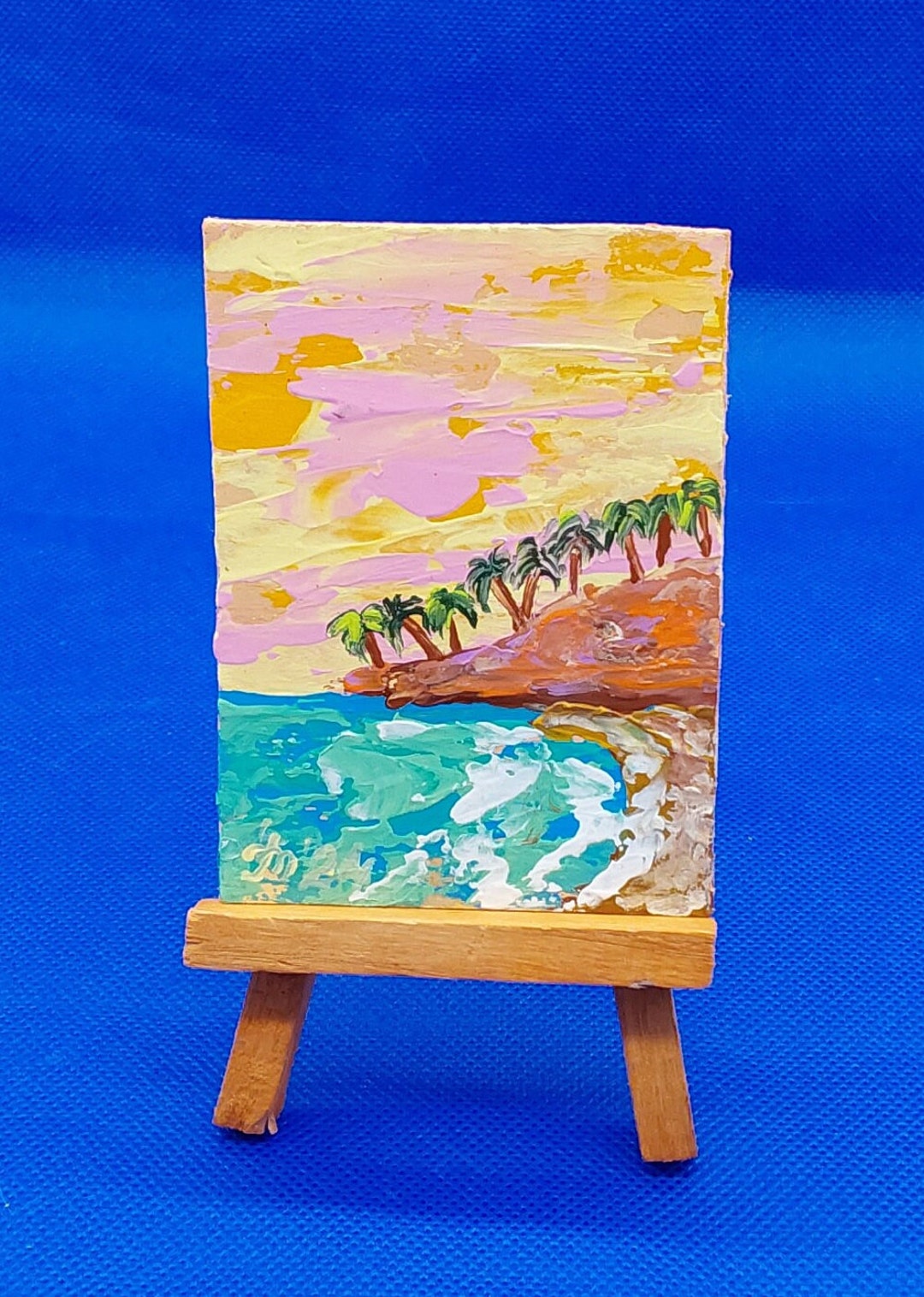 ACEO Tropics Original Painting Palm Tree Art Ocean Original ACEO Beach ...
