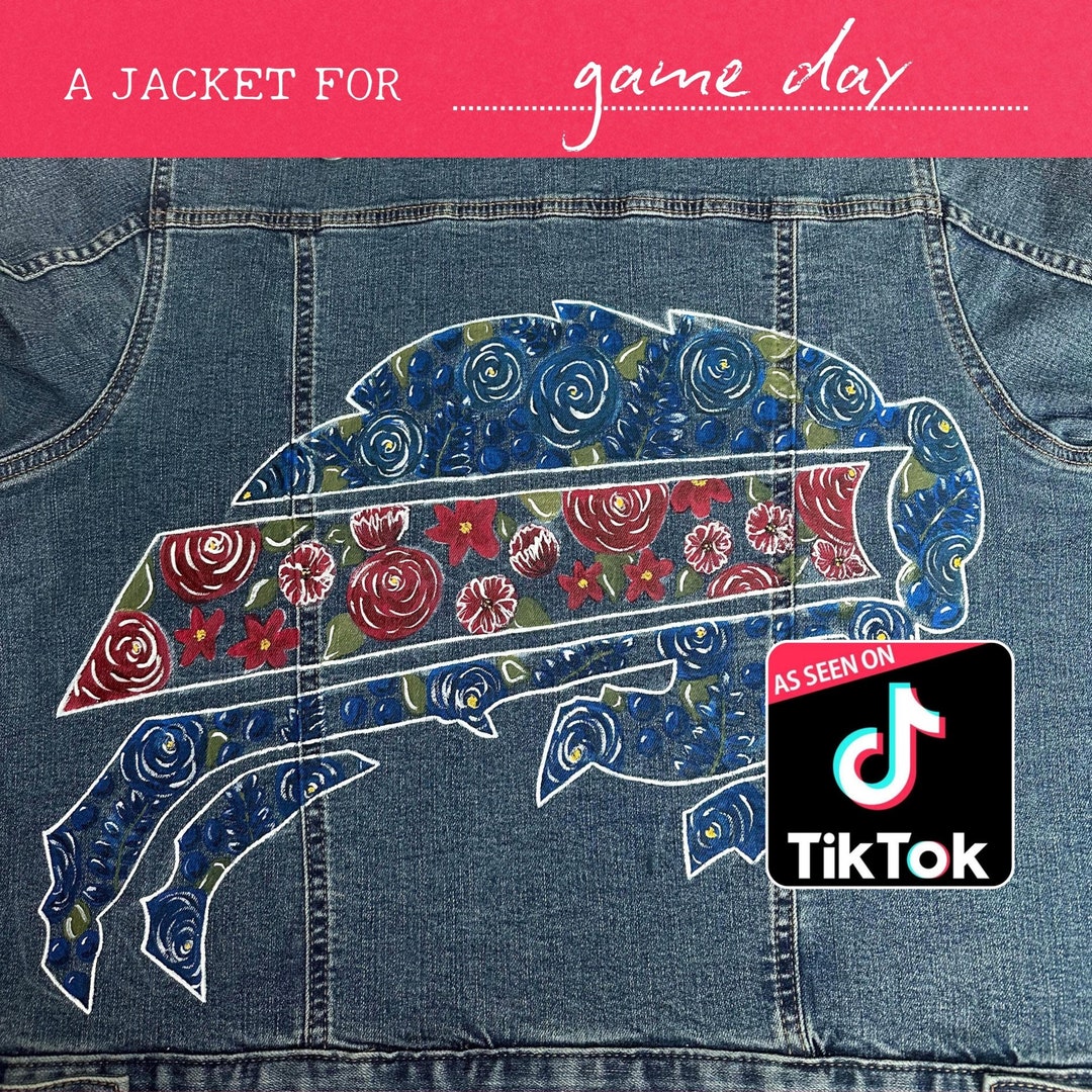 Custom Football Fan Painted Denim Jacket - Personalized Game Day Style ...