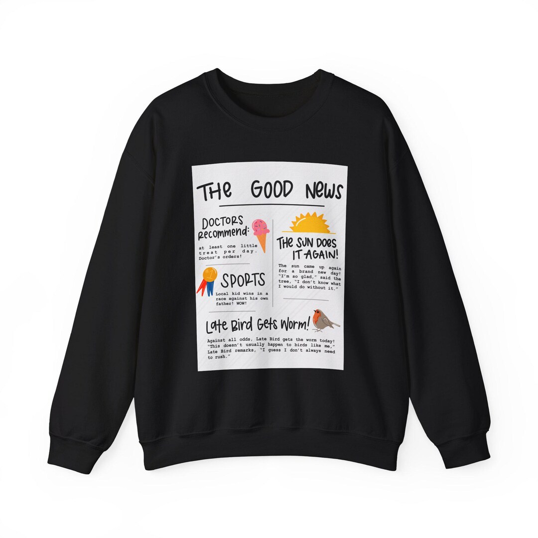 The Good News Sweatshirt | Illustrated Feel-good News Panel - Etsy