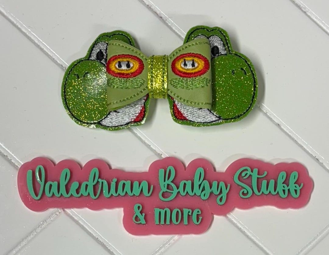 Nintendo Yoshi Dino Inspired Embroidery Bow Accessories Costume Dress ...