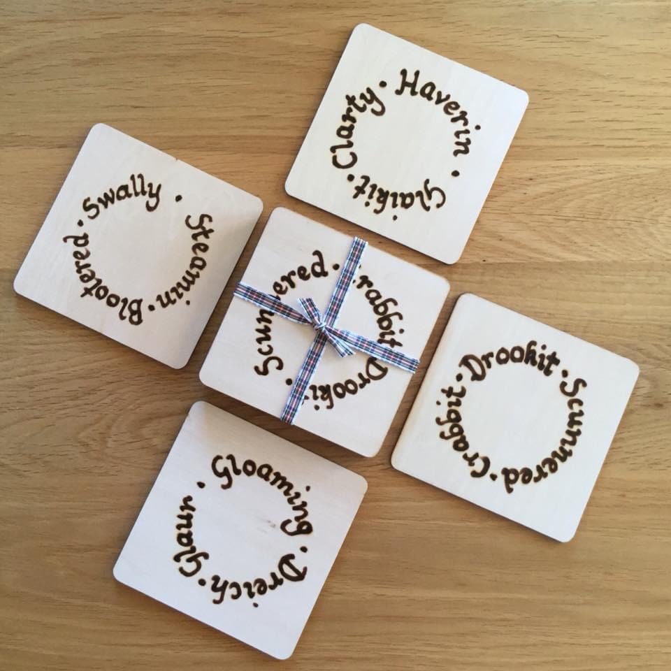 Set of 4 Scottish Coasters Wooden Coasters Pyrography - Etsy