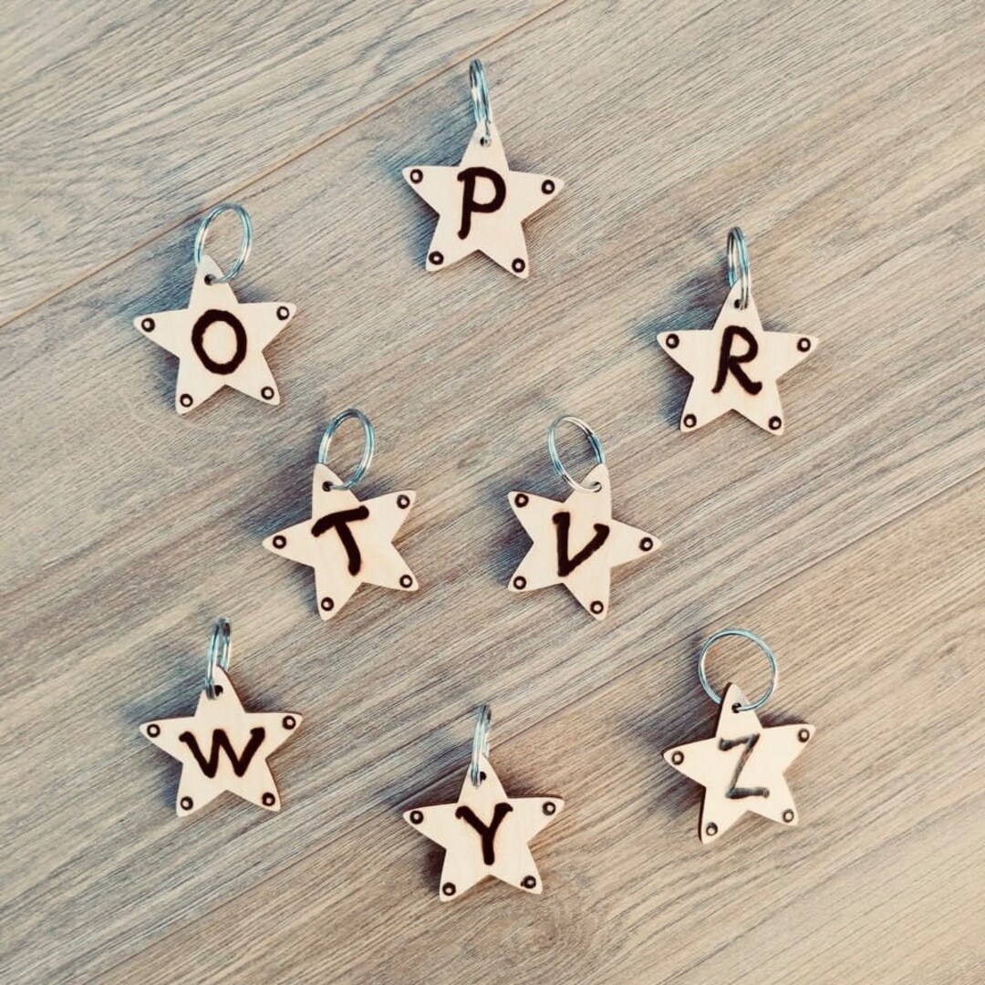 Wooden Star Keyring, Personalised Star Keyring, Pyrography Keyring ...