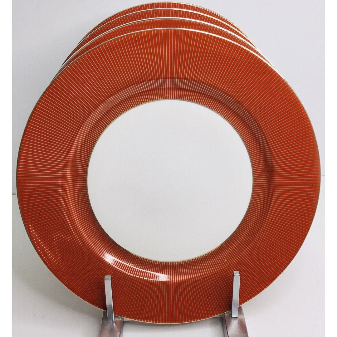 4 Dinner Plates Grace S Teaware Elegant White Red Gold - Etsy