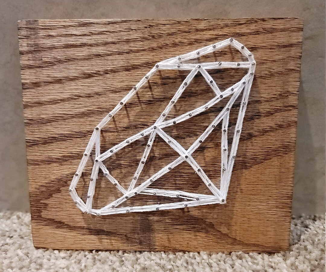 Diamond String Art Geometric Diamond Faceted Diamond Diamond Wood Sign ...