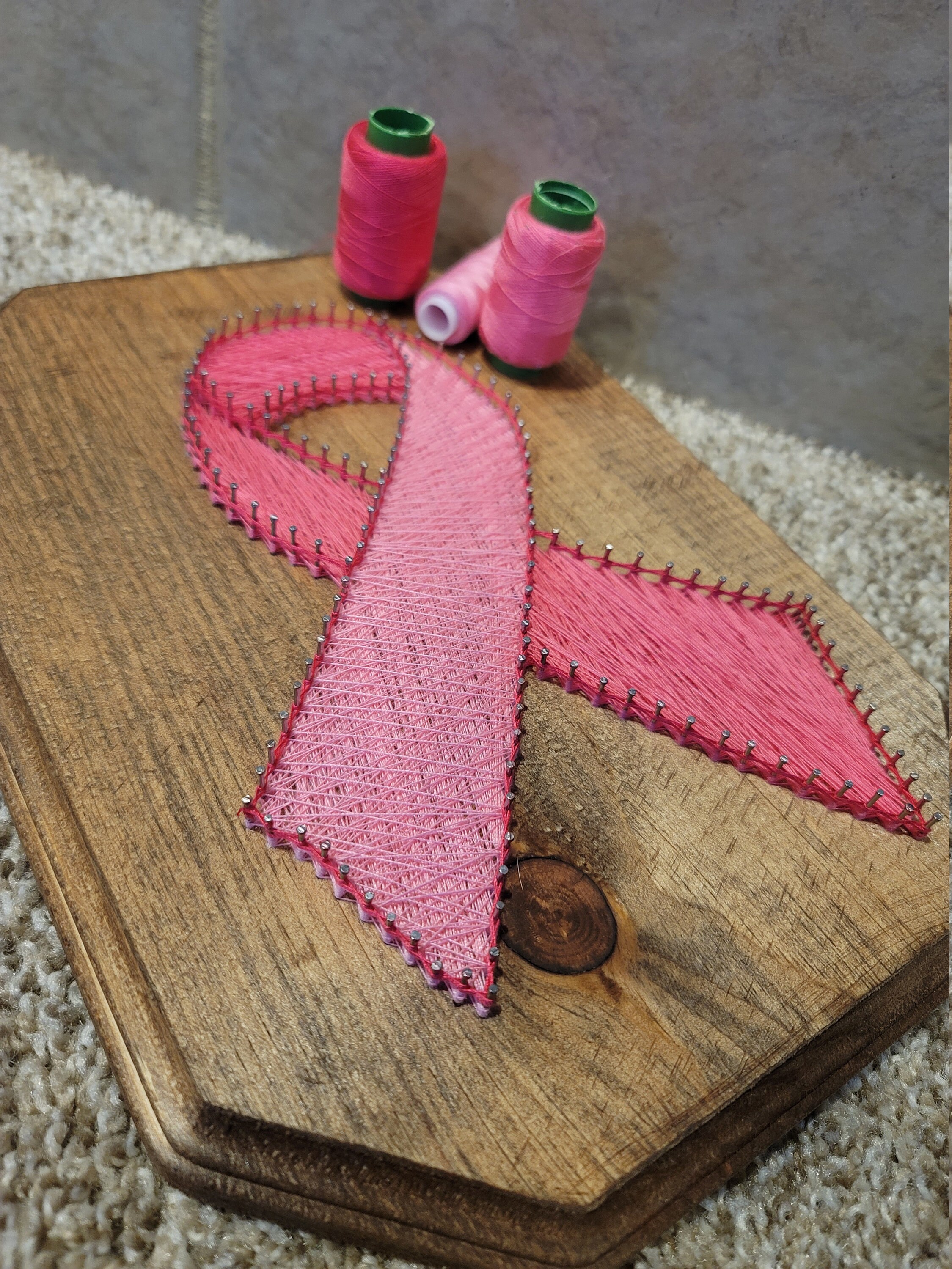 Awareness Ribbon String Art | Breast Cancer | Wall Decor - Etsy