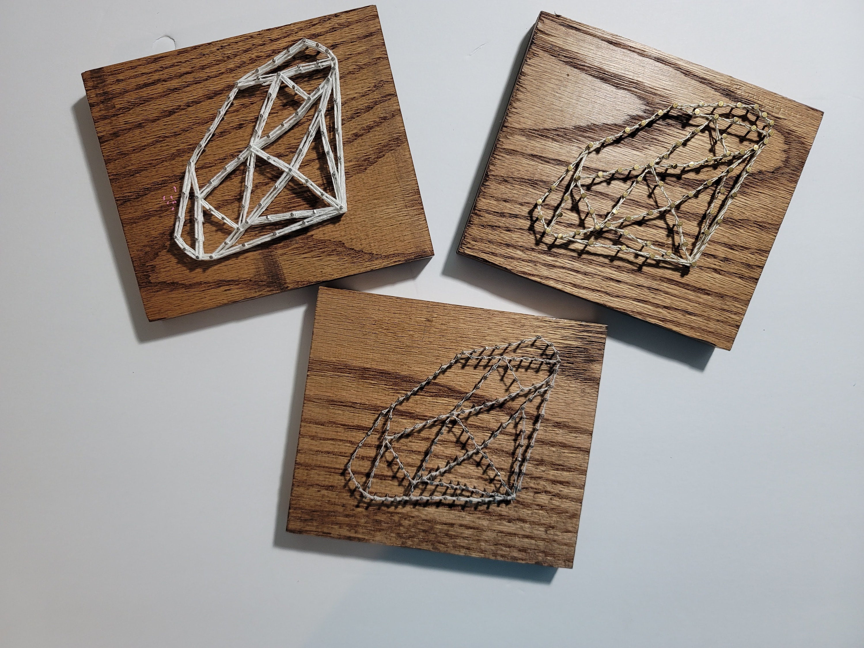 Diamond String Art Geometric Diamond Faceted Diamond Diamond Wood Sign ...
