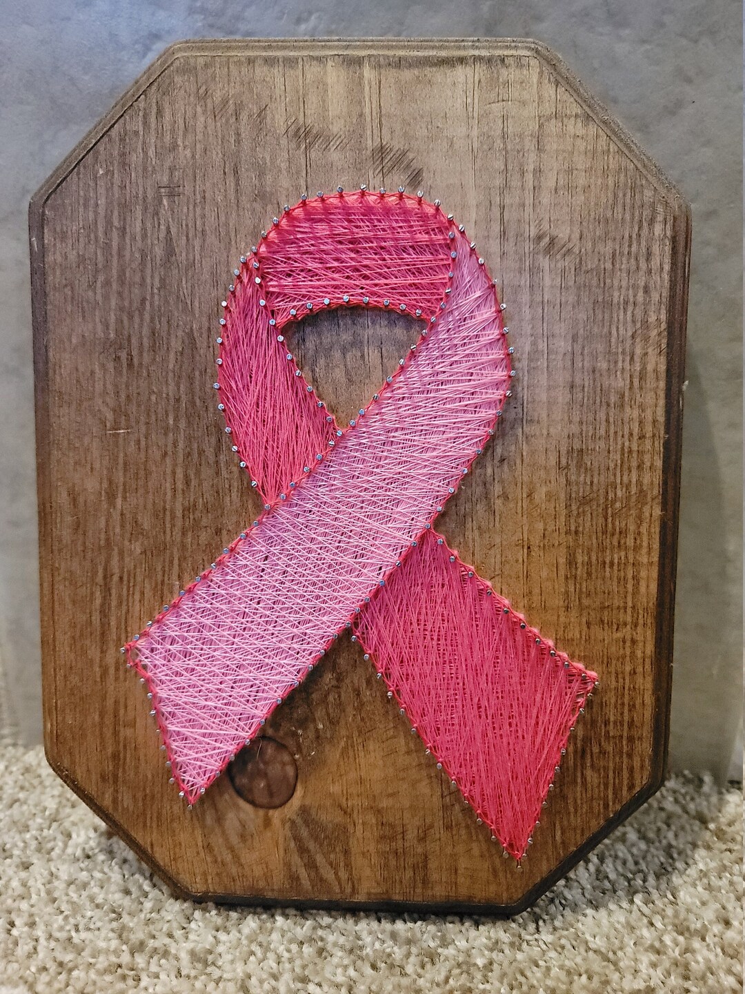 Awareness Ribbon String Art | Breast Cancer | Wall Decor - Etsy