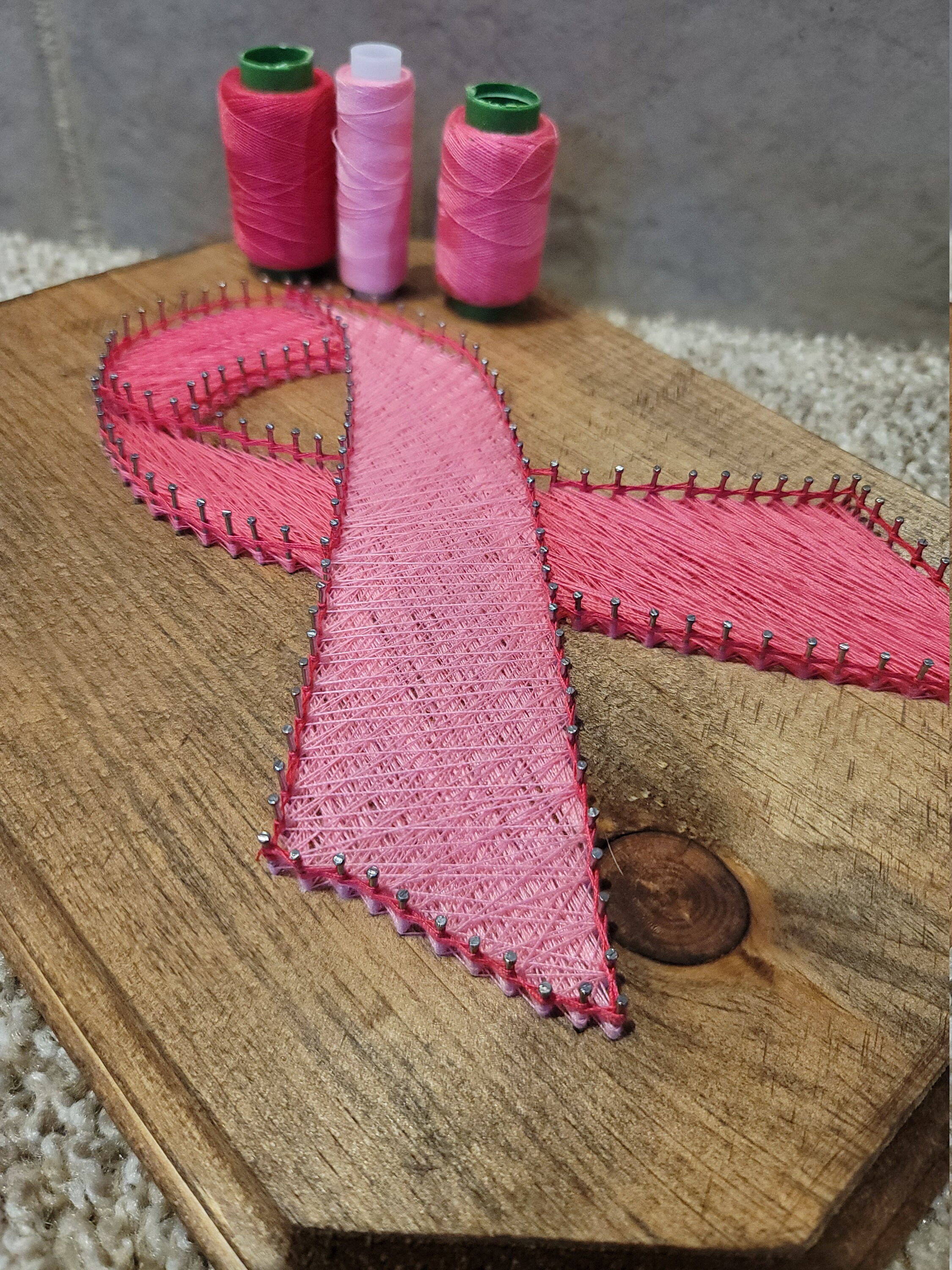 Awareness Ribbon String Art | Breast Cancer | Wall Decor - Etsy