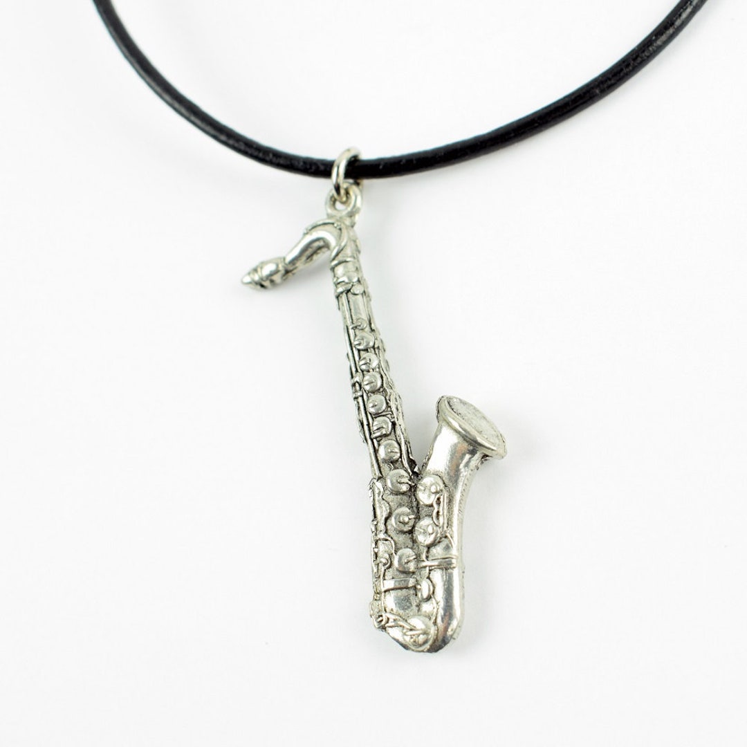 Pewter Saxophone Statement Necklace - Etsy