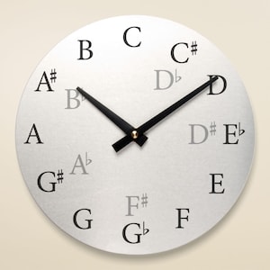 Brushed Aluminum Round Music Wall Clock, Music Symbols Clock, Gift for ...