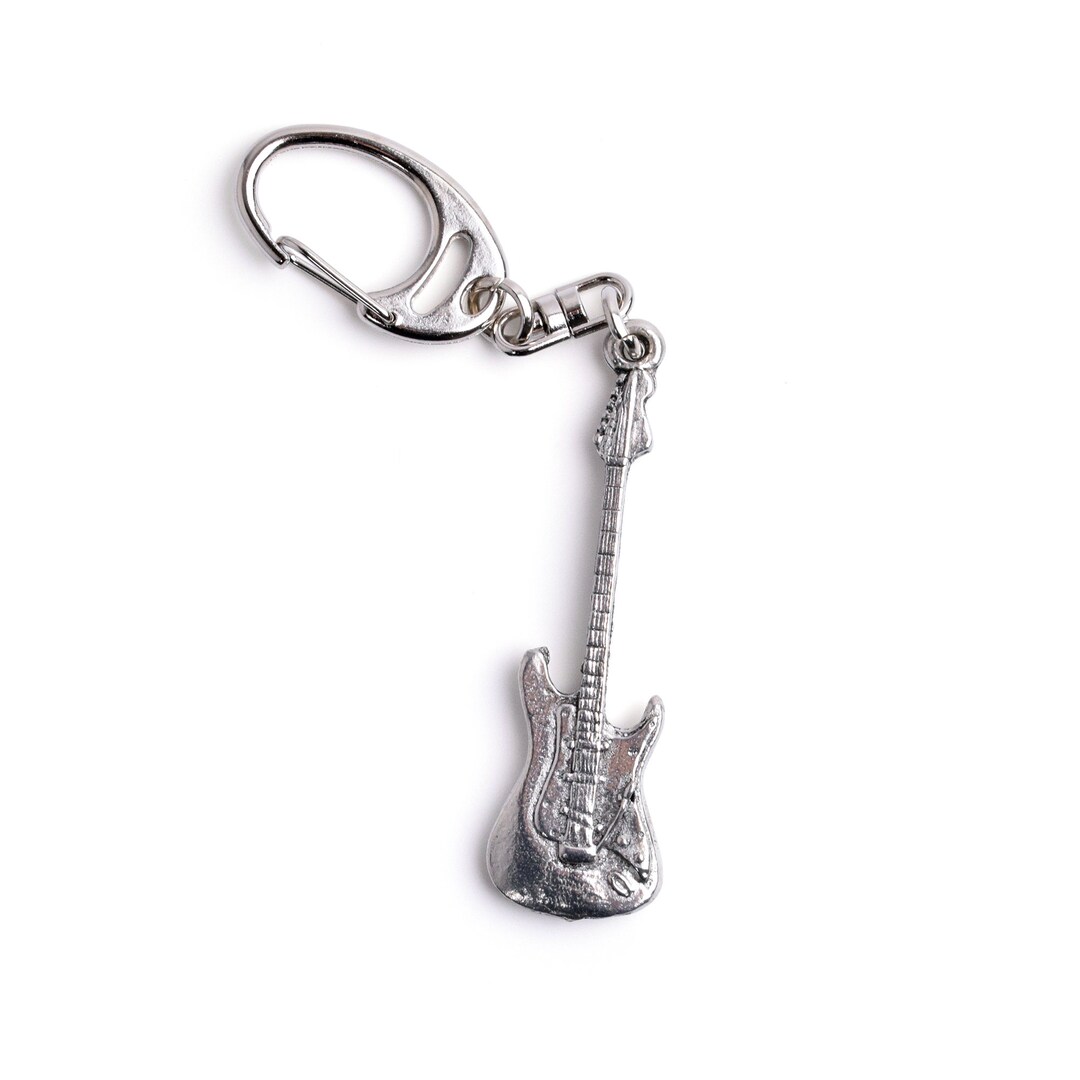 Stratocaster Guitar Pewter Keychain - Etsy