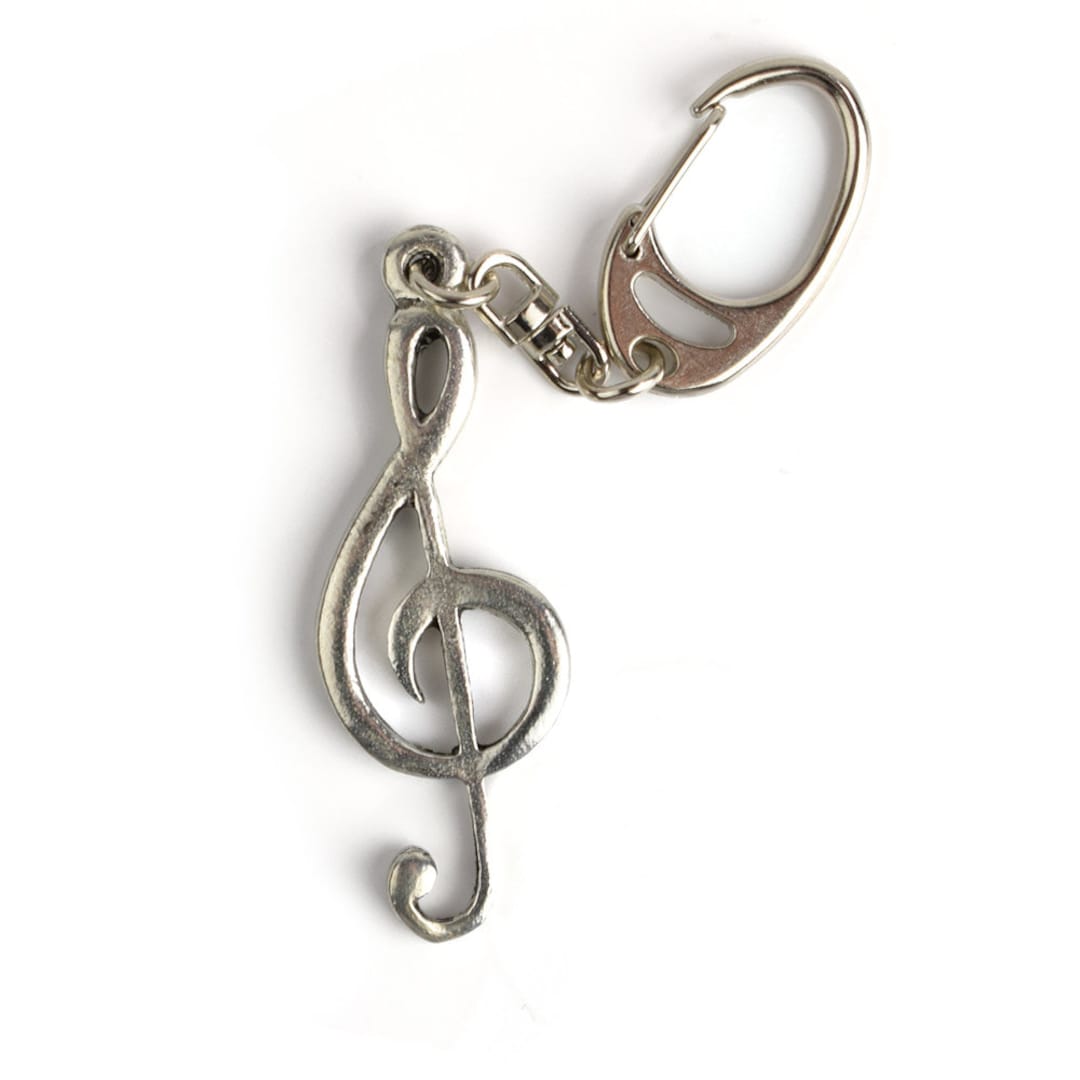 Treble Clef Pewter Keychain - Etsy