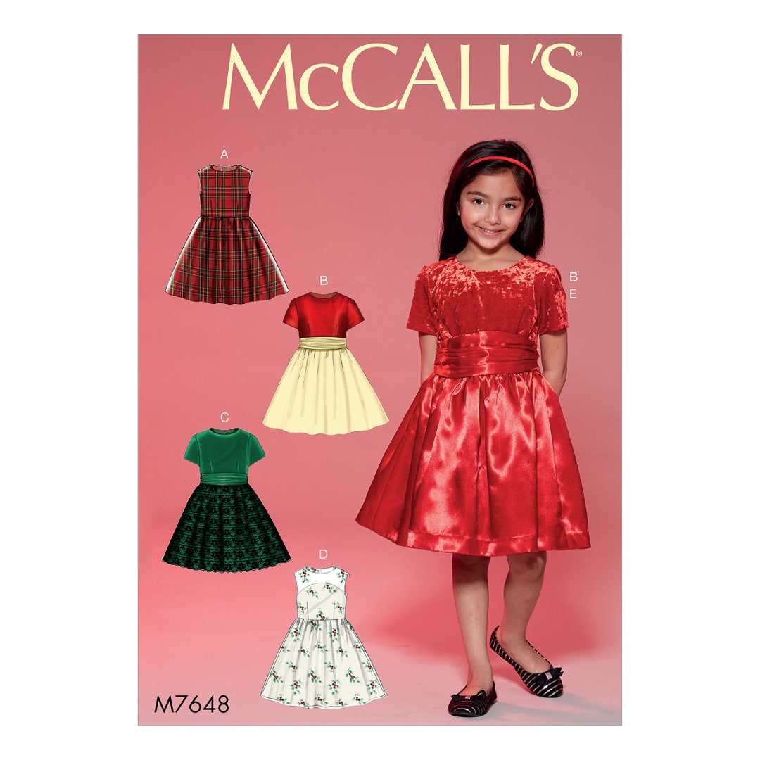 Mccall's M7648 Girls' Dresses Sewing Pattern - Size 3-4-5-6 OR 7-8-10 ...