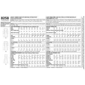 Simplicity 8258 Misses'/women's Dress With Individual Pattern Pieces ...