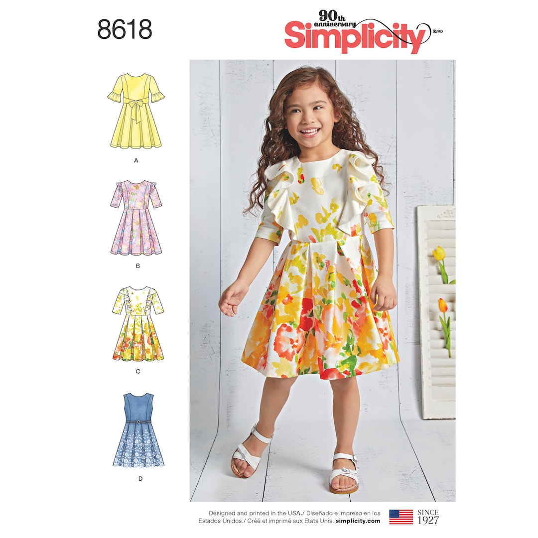 Simplicity 8618 Child's Dresses With Ruffle and Fabric Variations and ...