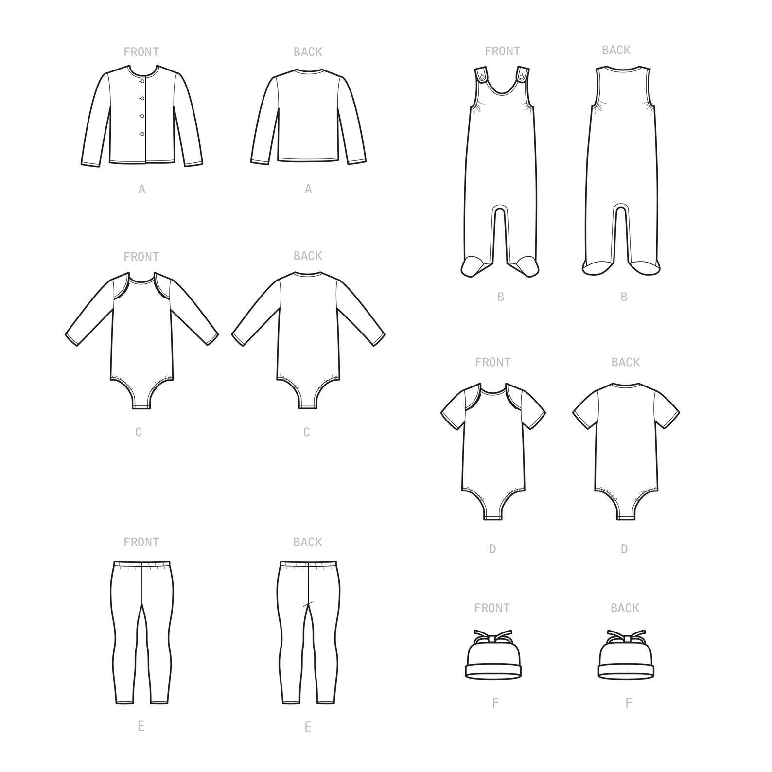 Simplicity S9390 Babies' Knit Layette Sewing Pattern - XXS- XS- Sml ...