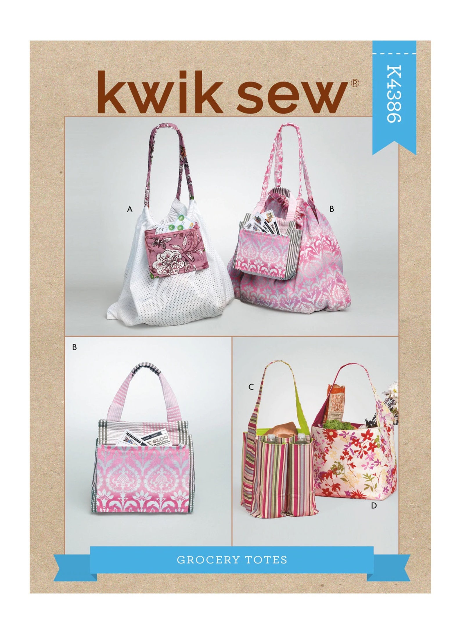 Kwik Sew K4386 Grocery Tote Bags Sewing Pattern - Etsy