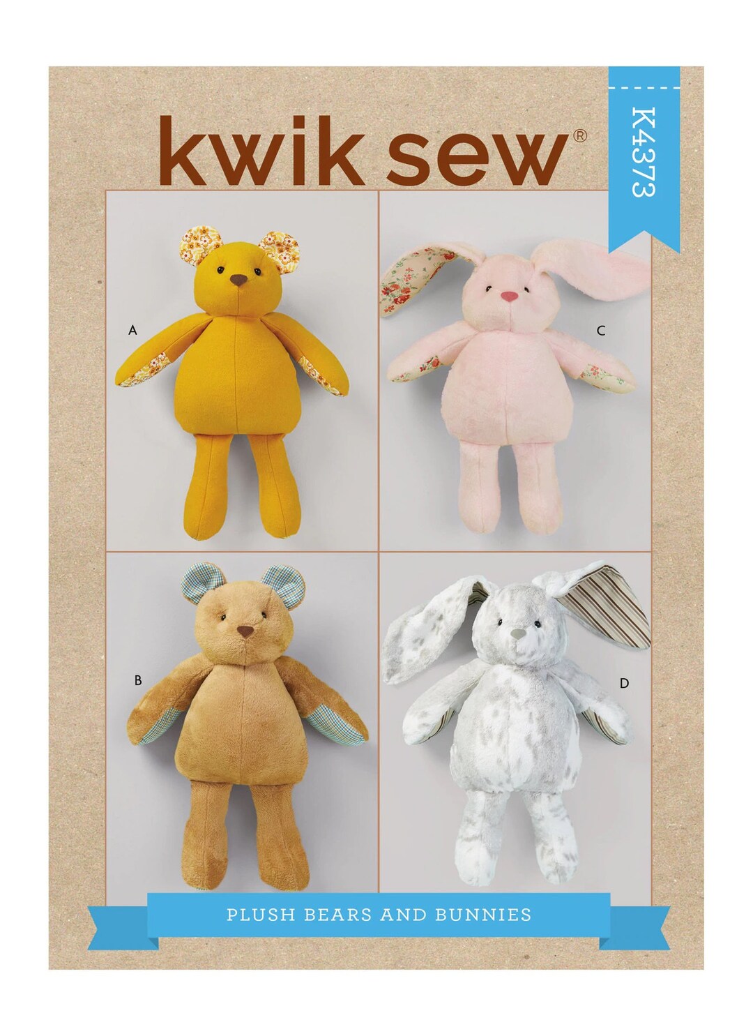 Kwik Sew K4373 Plush Bears and Bunnies Sewing Pattern - Etsy