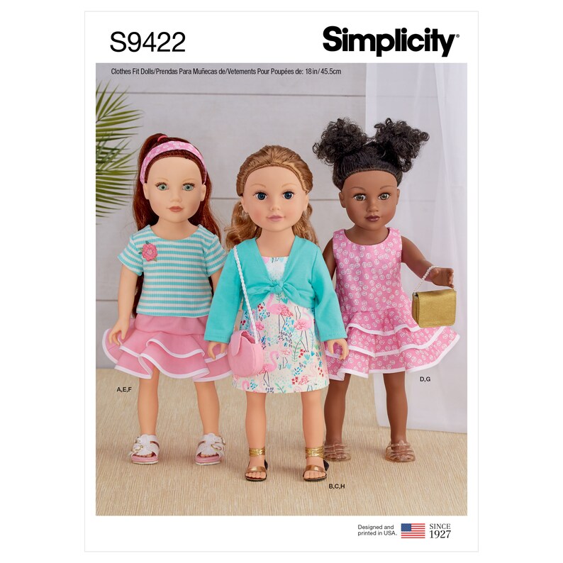 Simplicity 9422 Sewing Pattern - Doll Clothes for 18" Doll - One Size ...