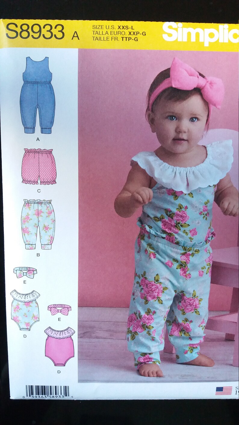 Simplicity 8933 Babies' Knit Rompers, Pants Shorts and Headband - XXS- XS- Sml- Med- Lrg - Etsy