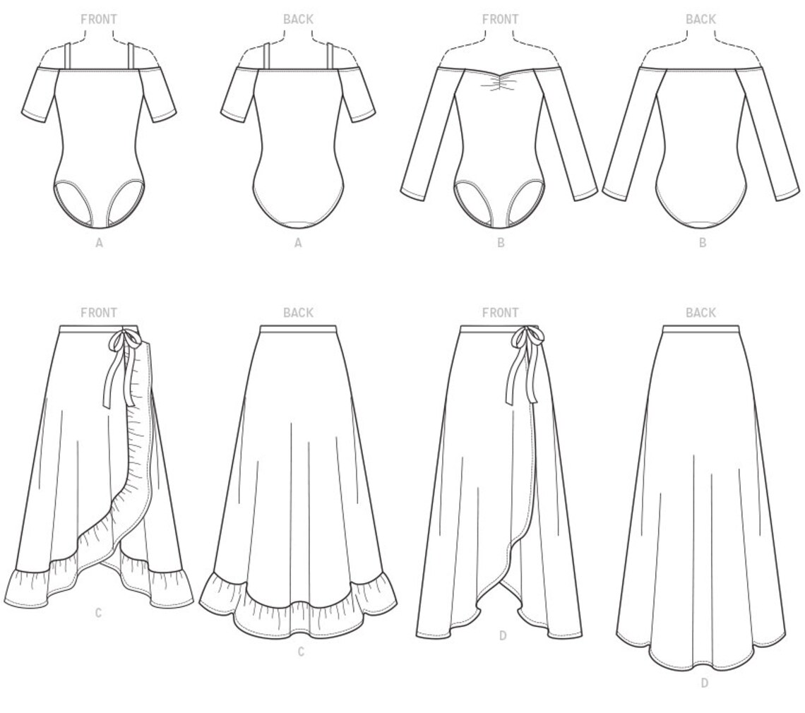 Mccall's M7606 Misses' Bodysuits and Skirts Sewing Pattern - Size XS-S ...