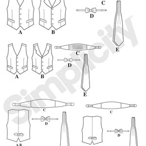 Simplicity 8023 Boys' and Men's Lined Vests Bow Tie - Etsy